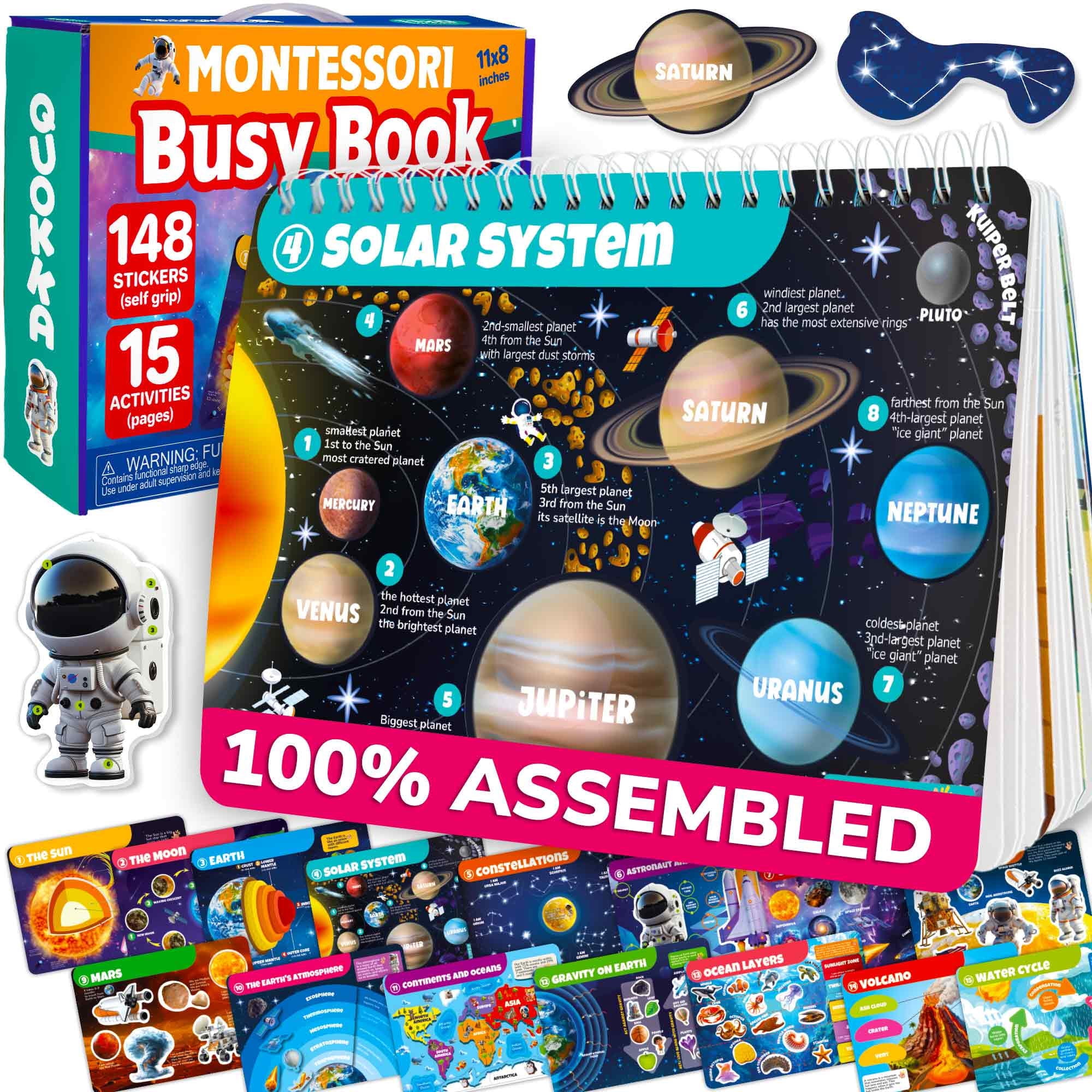 Quokka, Montessori Busy Book Universe, 3-4, Space Theme with 15 Pages ...