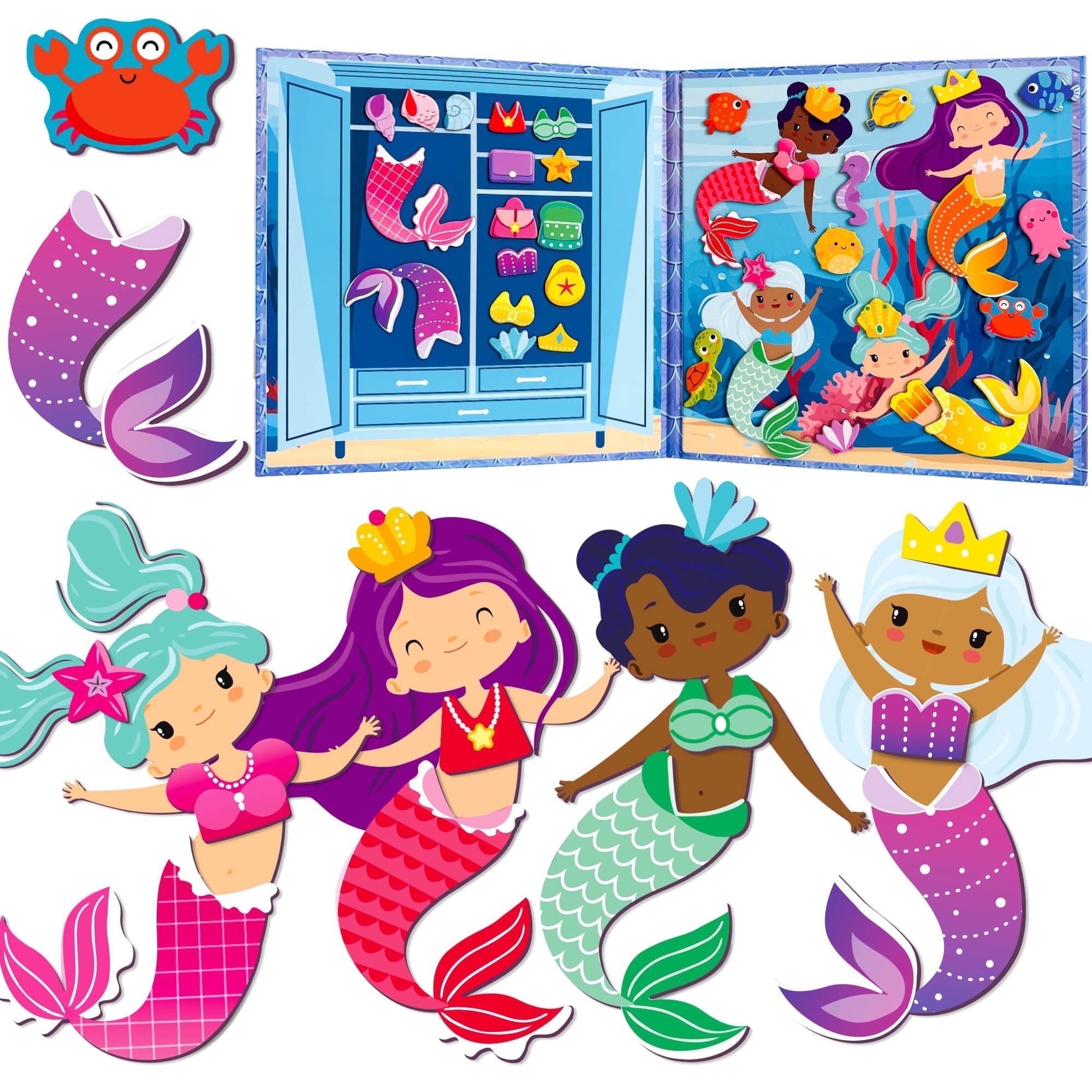 Quokka, Magnetic Dress-Up Dolls for Kids, 35 pieces, Mermaid Design ...