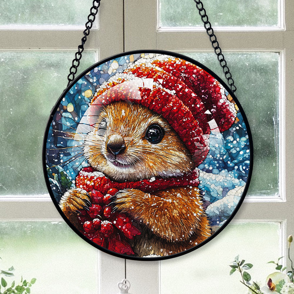 Quokka Ornament Christmas 2025, Quokka Stained Glass Window Panel ...