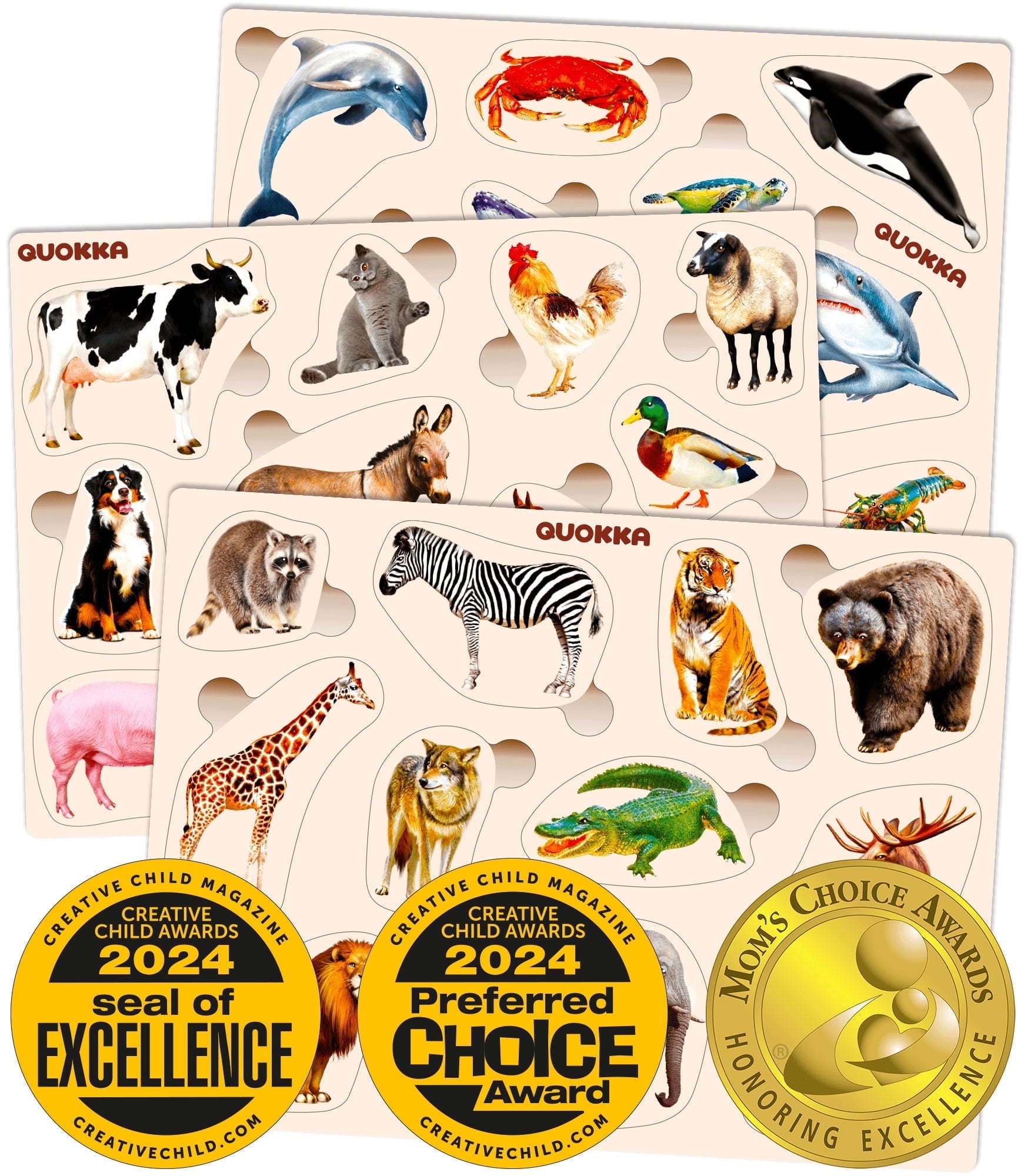 Quokka Wooden Toddler Educational Puzzles Set for Learning Shapes ...