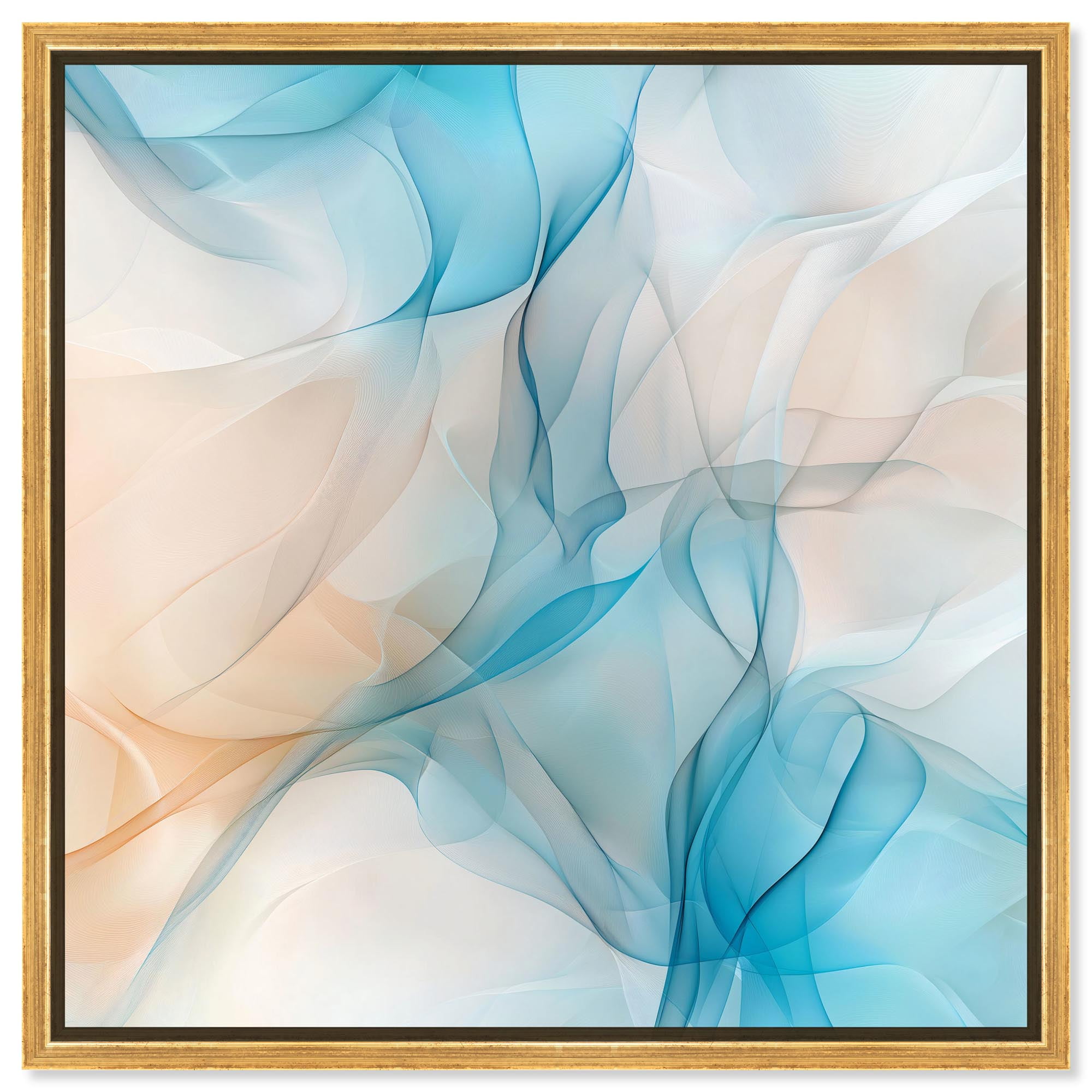 Quori II Canvas Blue Abstract Art by Art Remedy, Gold Frame, 30 x 30 ...