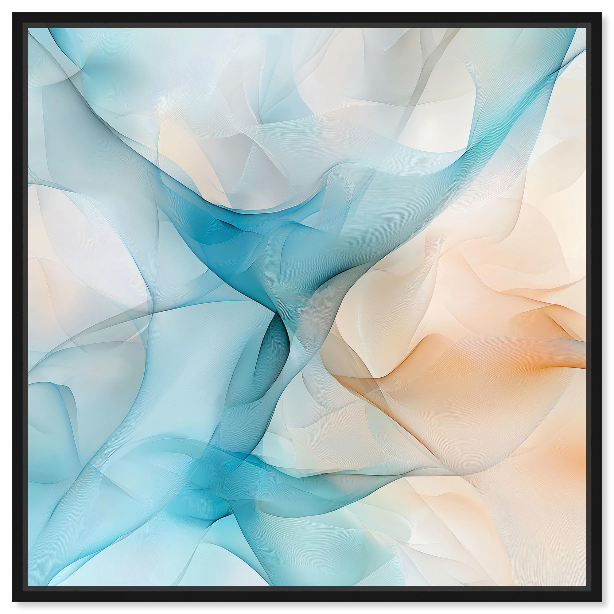 Quori III Canvas Blue Abstract Art by Art Remedy, Black Frame, 40 x 40 ...
