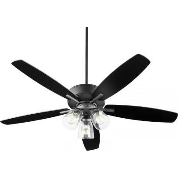 Quorum Breeze 52" Noir Ceiling Fan with LED Lights, 5-Blade, 3-Speed ...