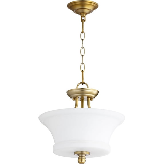 Quorum Lighting Rossington 2-Light Pendant, Aged Brass, Satin Opal ...