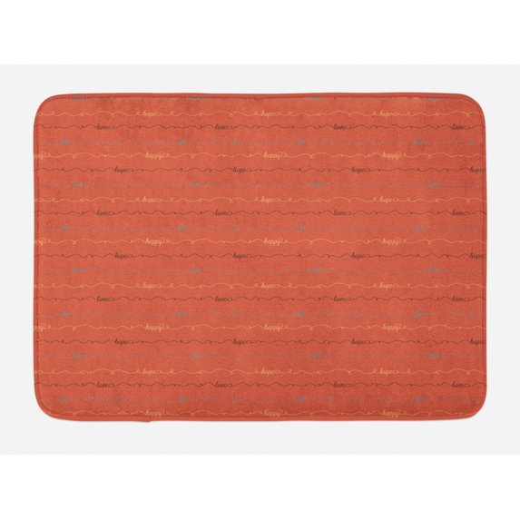 Quote Bath Mat, Dark Coral Backdrop Image with Inspiring Letterings ...