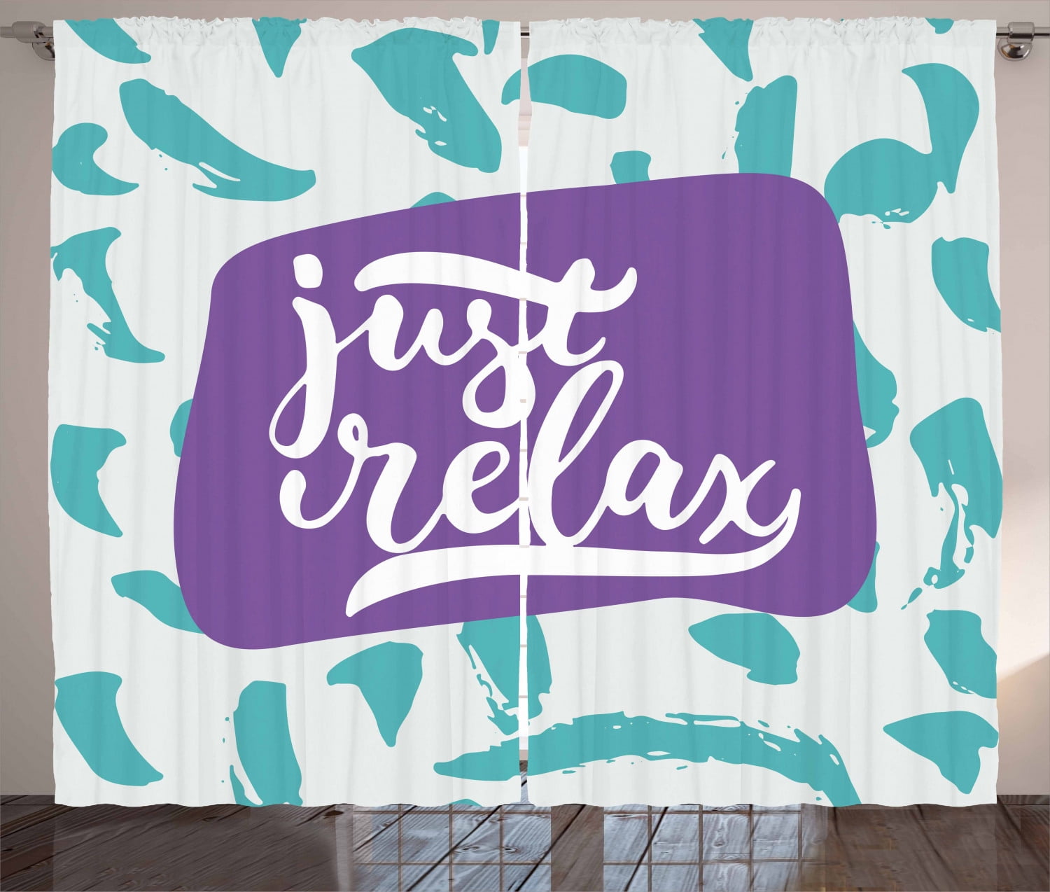 Quote Curtains 2 Panels Set, Hand Drawn Just Relax Ink Calligraphy ...