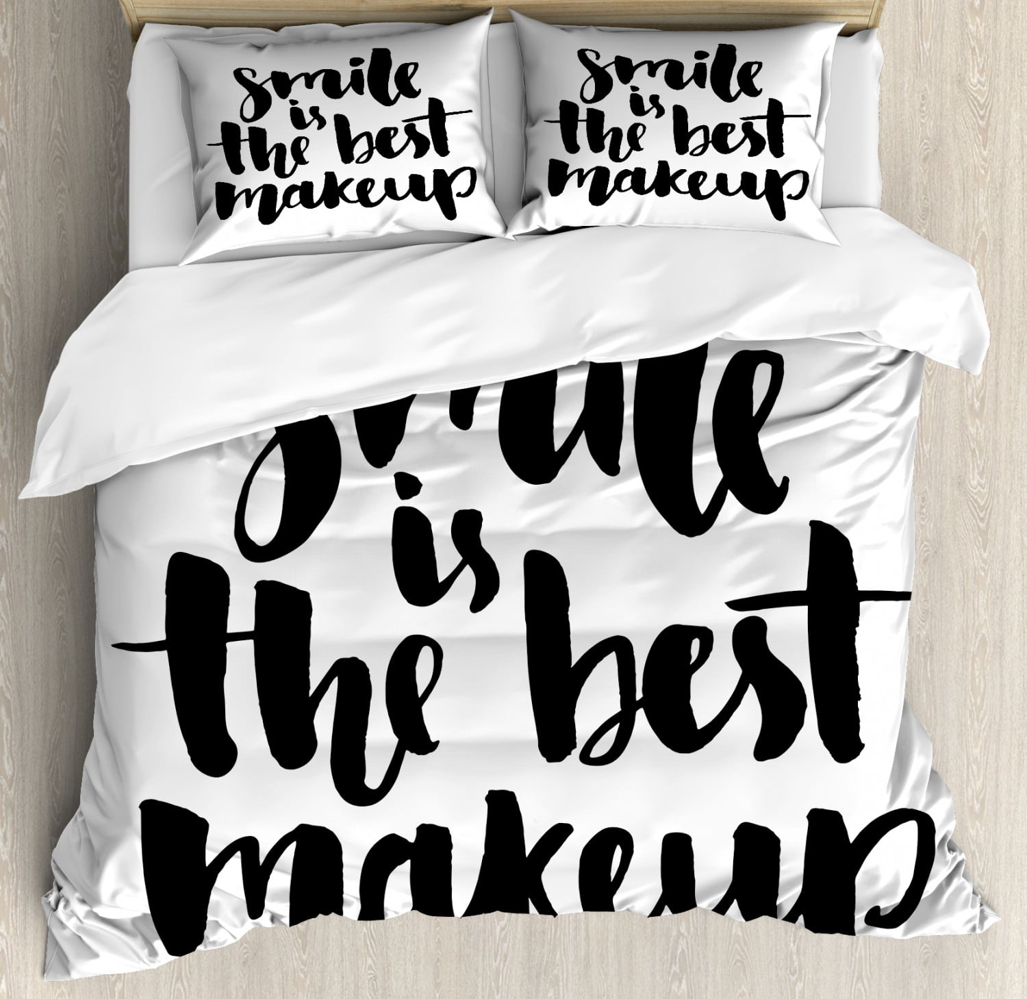 Quote Duvet Cover Set Queen Size, Smile is the Best Makeup ...