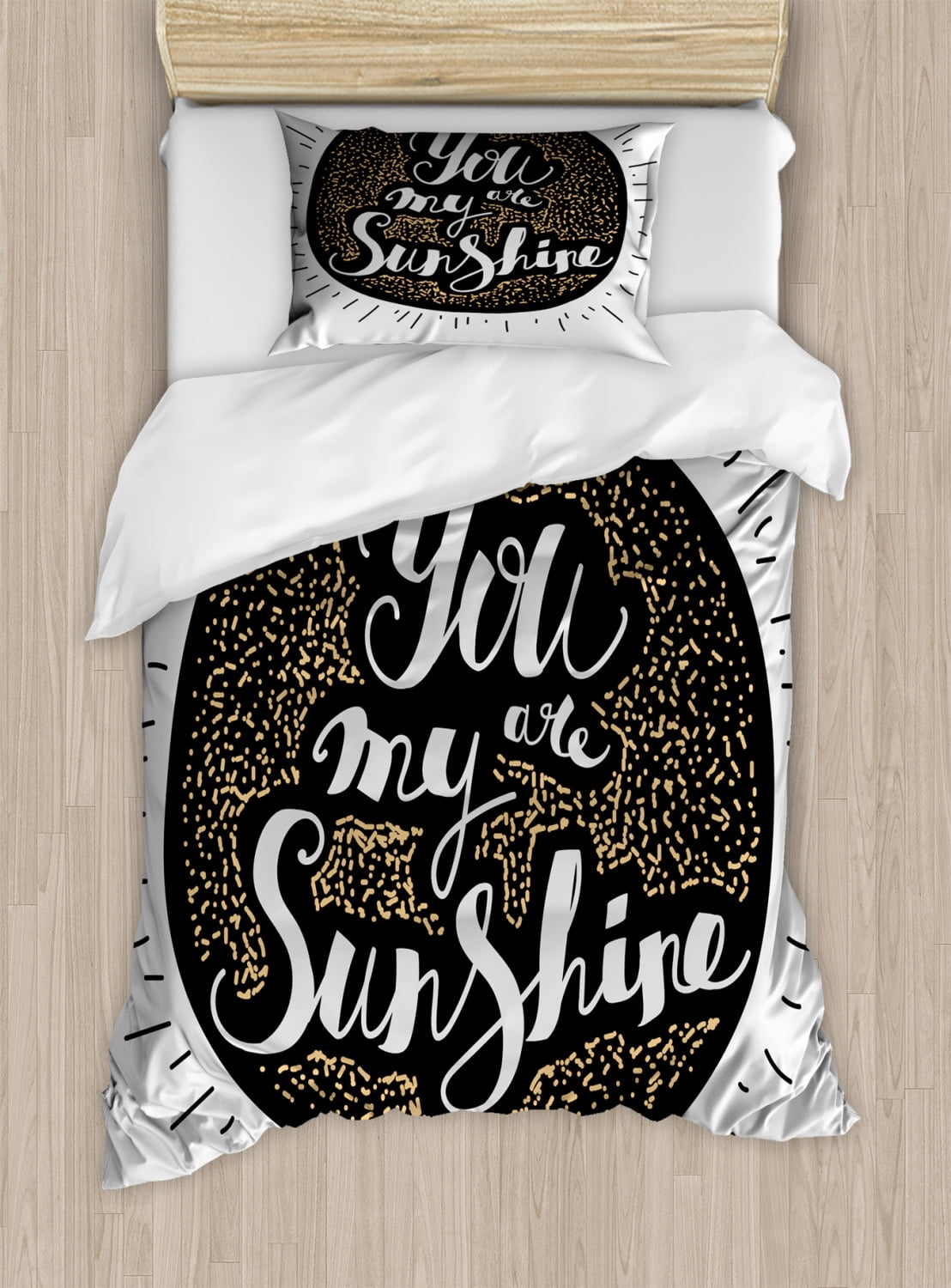 Quote Duvet Cover Set Twin Size, You are My Sunshine Expression on ...