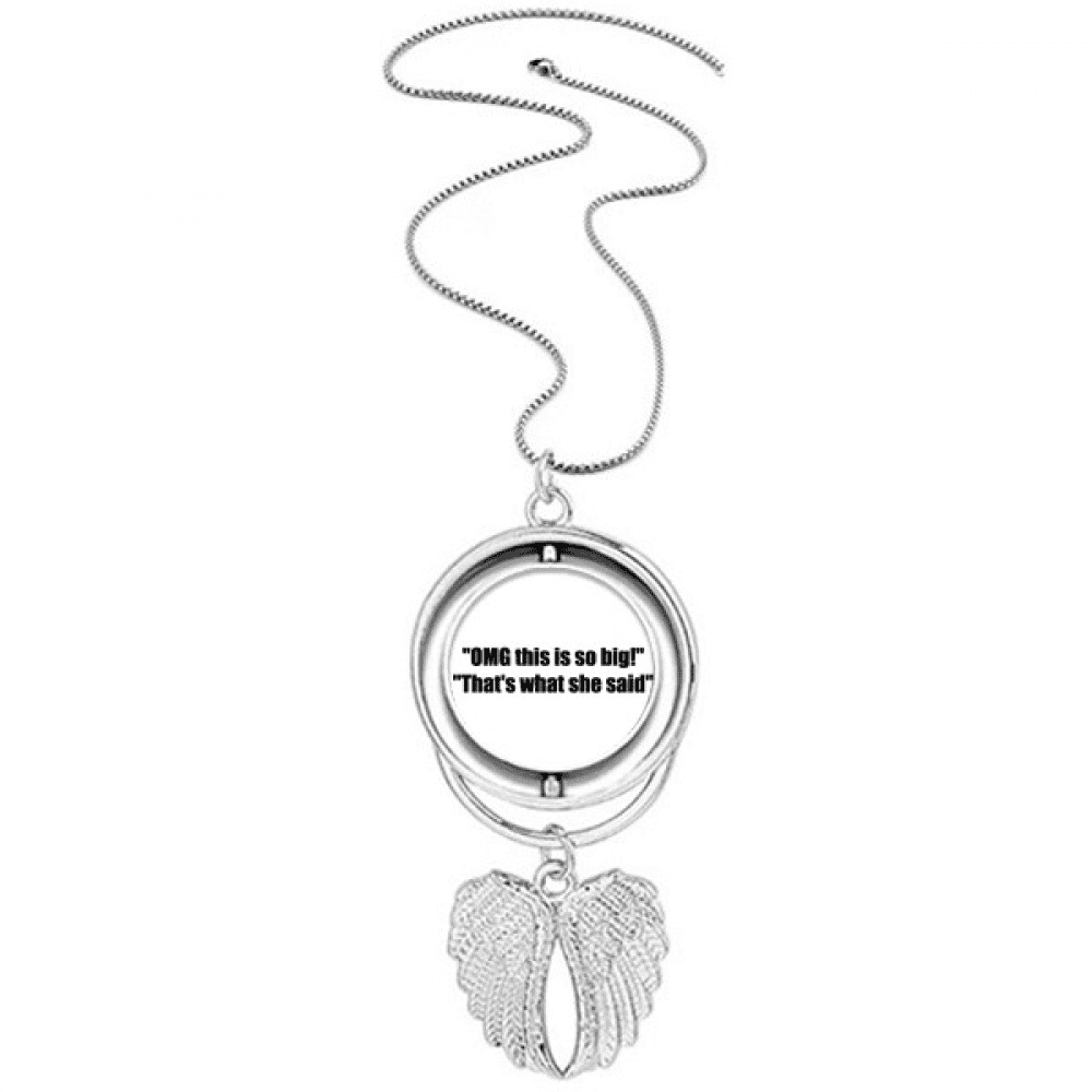 Quote Joke This Is So Big Pendant Angel Wings Rotating Necklace Jewelry ...