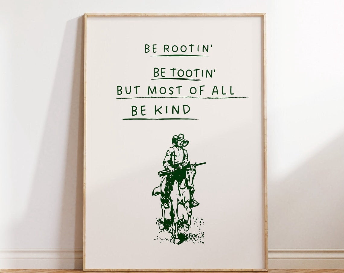 Quote Print Minimalist Western Wall Art Green Horseback Riding Poster ...