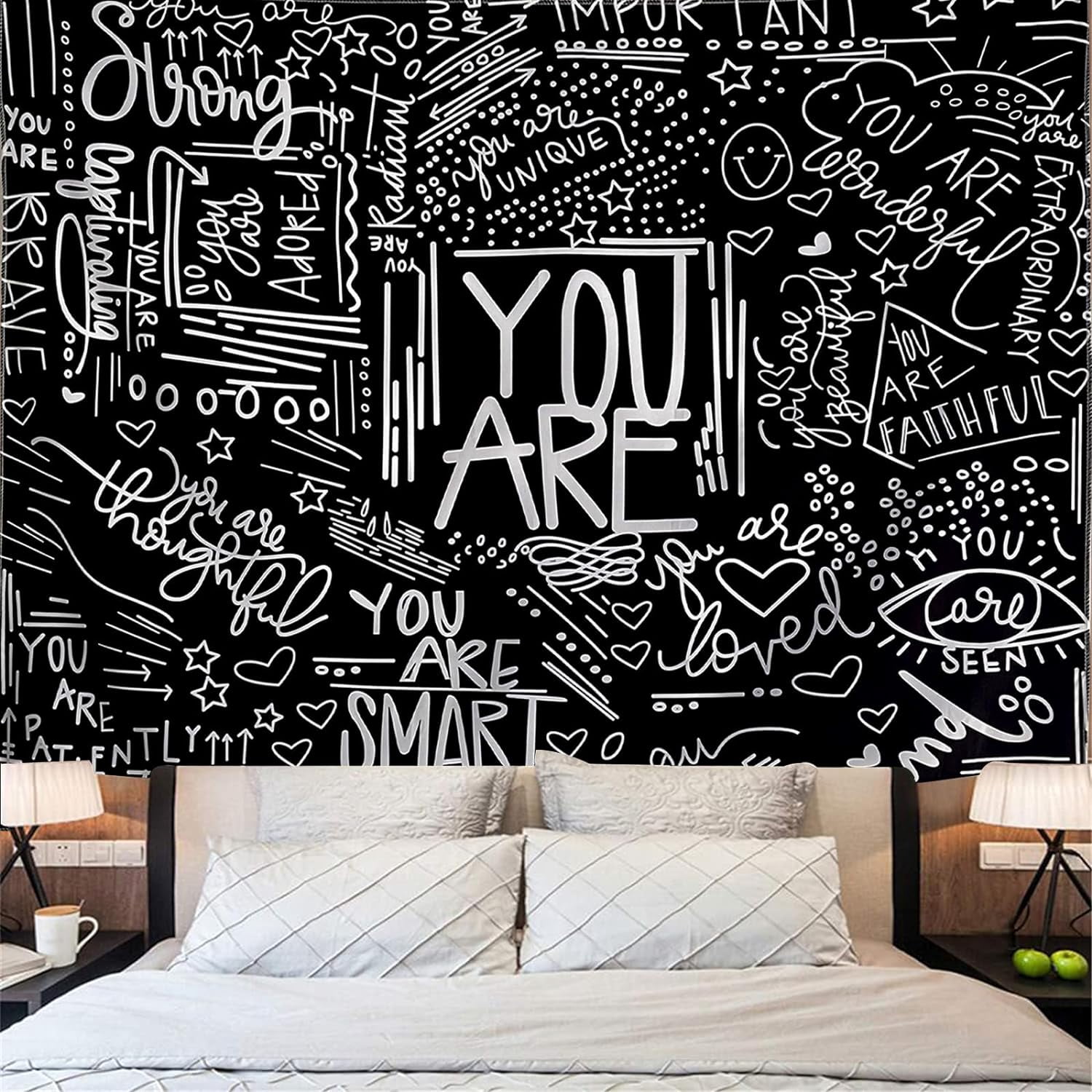 Quote You Are Wall Tapestry Black and White Inspirational Classroom ...