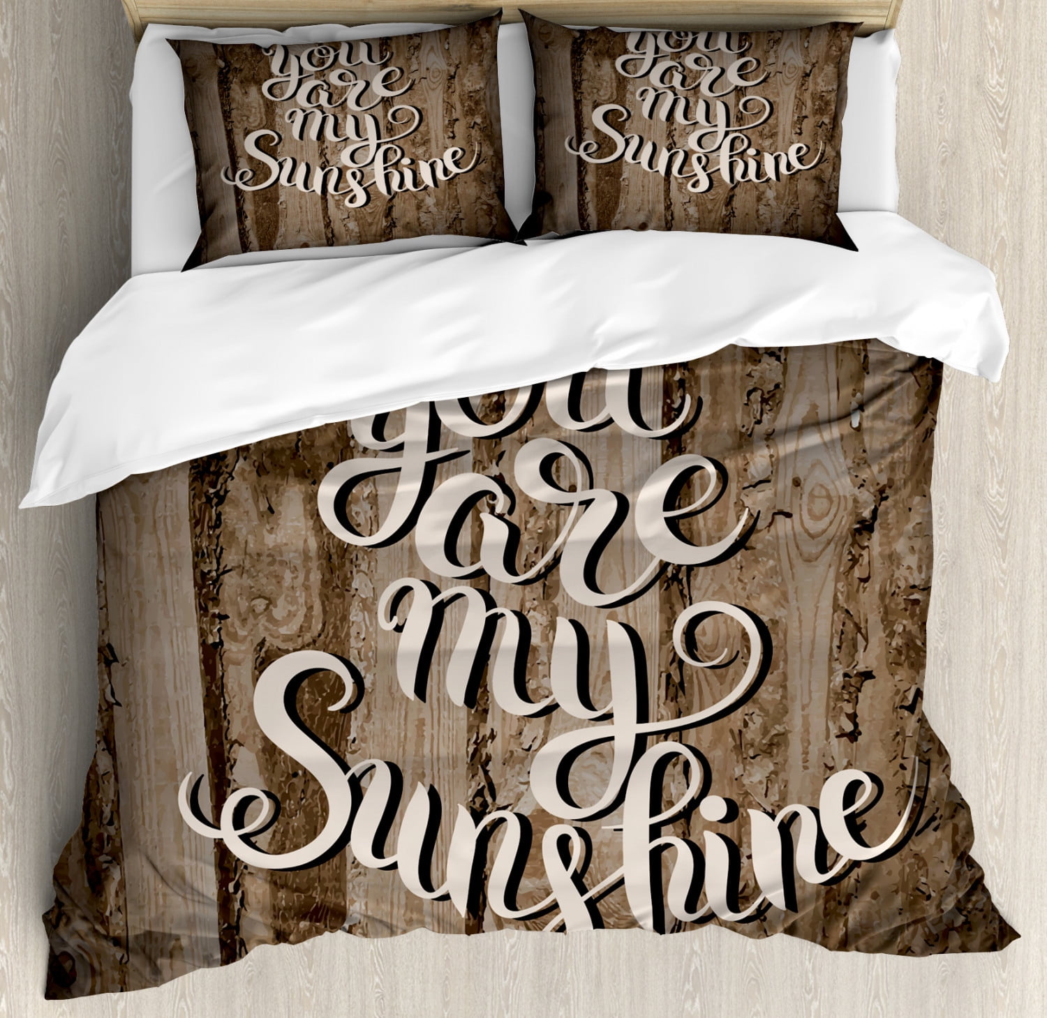 Quotes Decor King Size Duvet Cover Set, Romantic Positive Phrase on ...