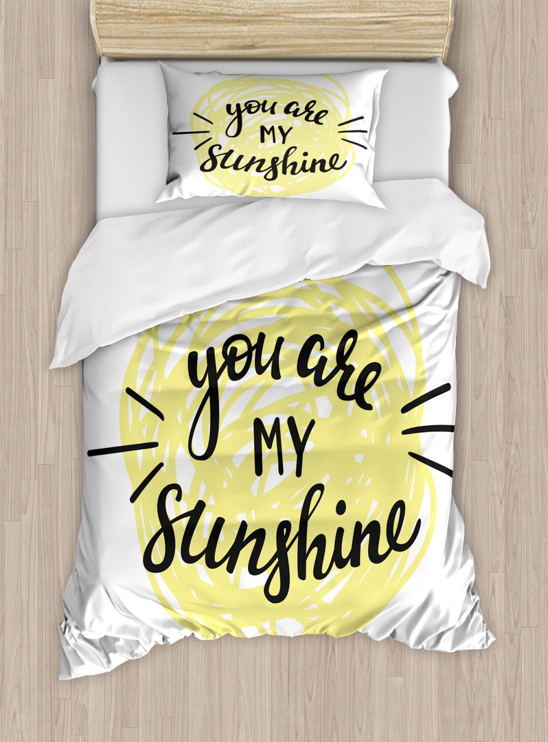 Quotes Decor Twin Size Duvet Cover Set, Modern Love Quote with Hand ...