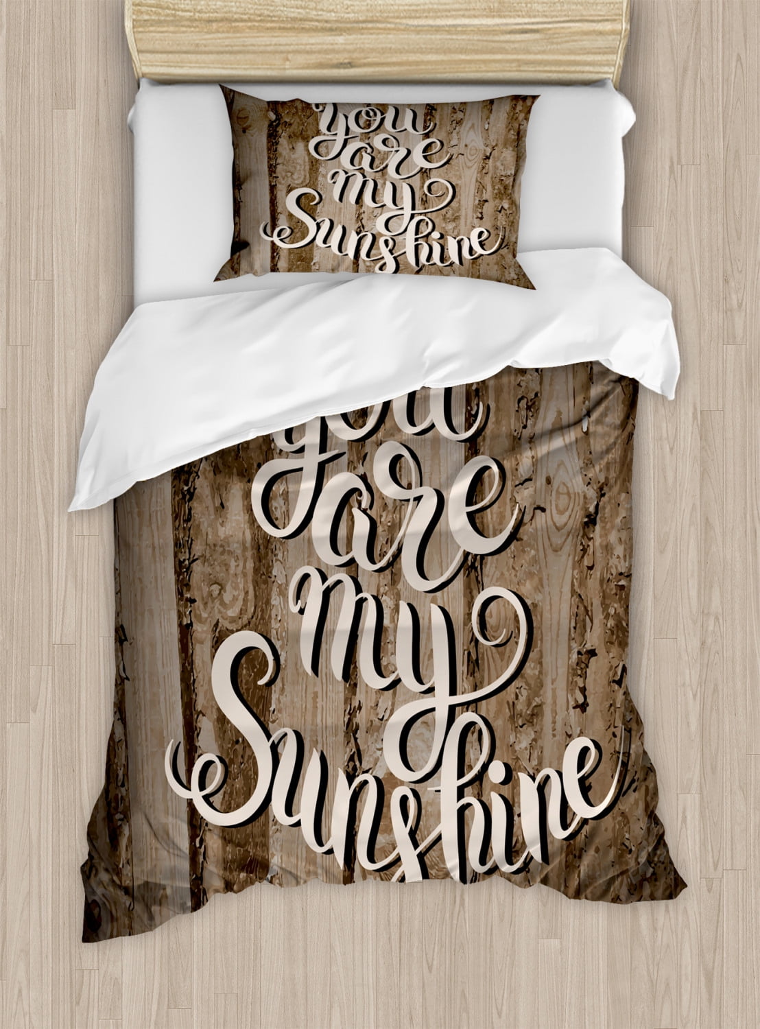 Quotes Decor Twin Size Duvet Cover Set, Romantic Positive Phrase on ...