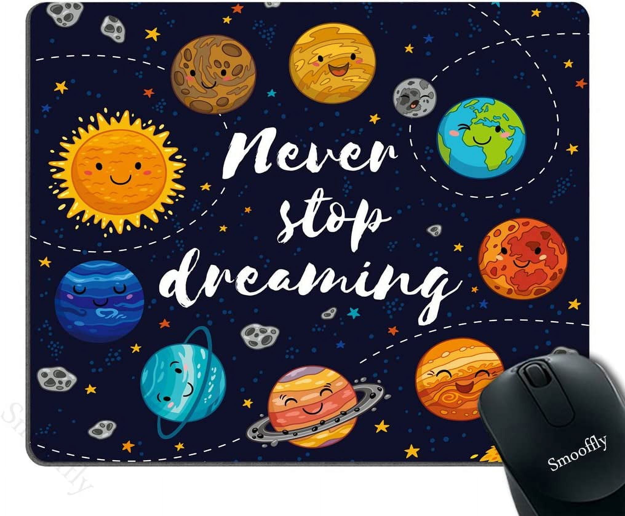 Quotes Gaming Mouse Pad, Cute Outer Space Planets and Star Cluster ...