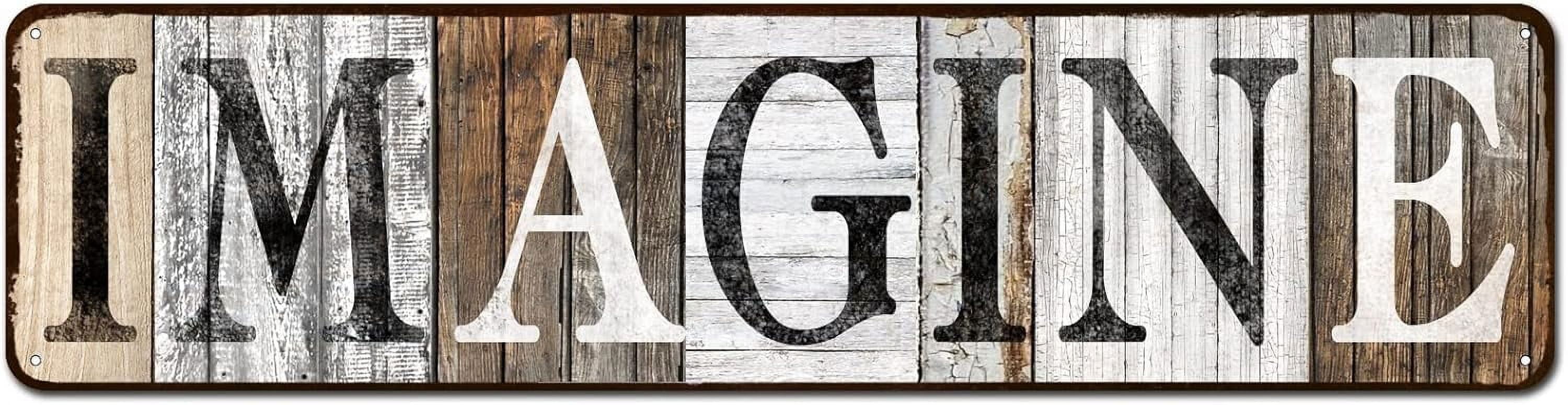 Quotes Wall Art Decor, Imagine Sign - Farmhouse Inspirational Motto Art ...