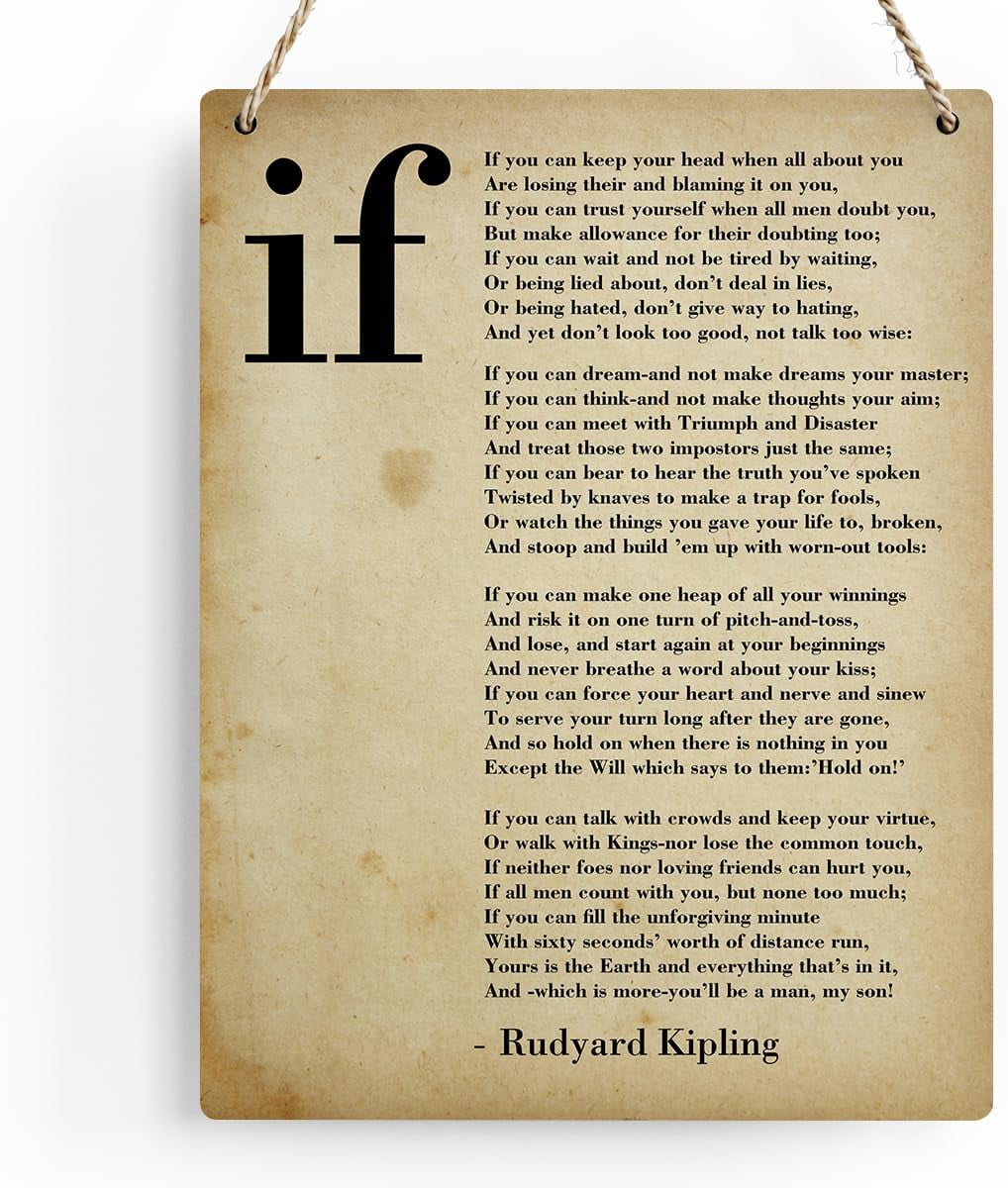 Quotes Wood Sign Wall Art, Motivational Rudyard Kipling Poems Wood Sign ...