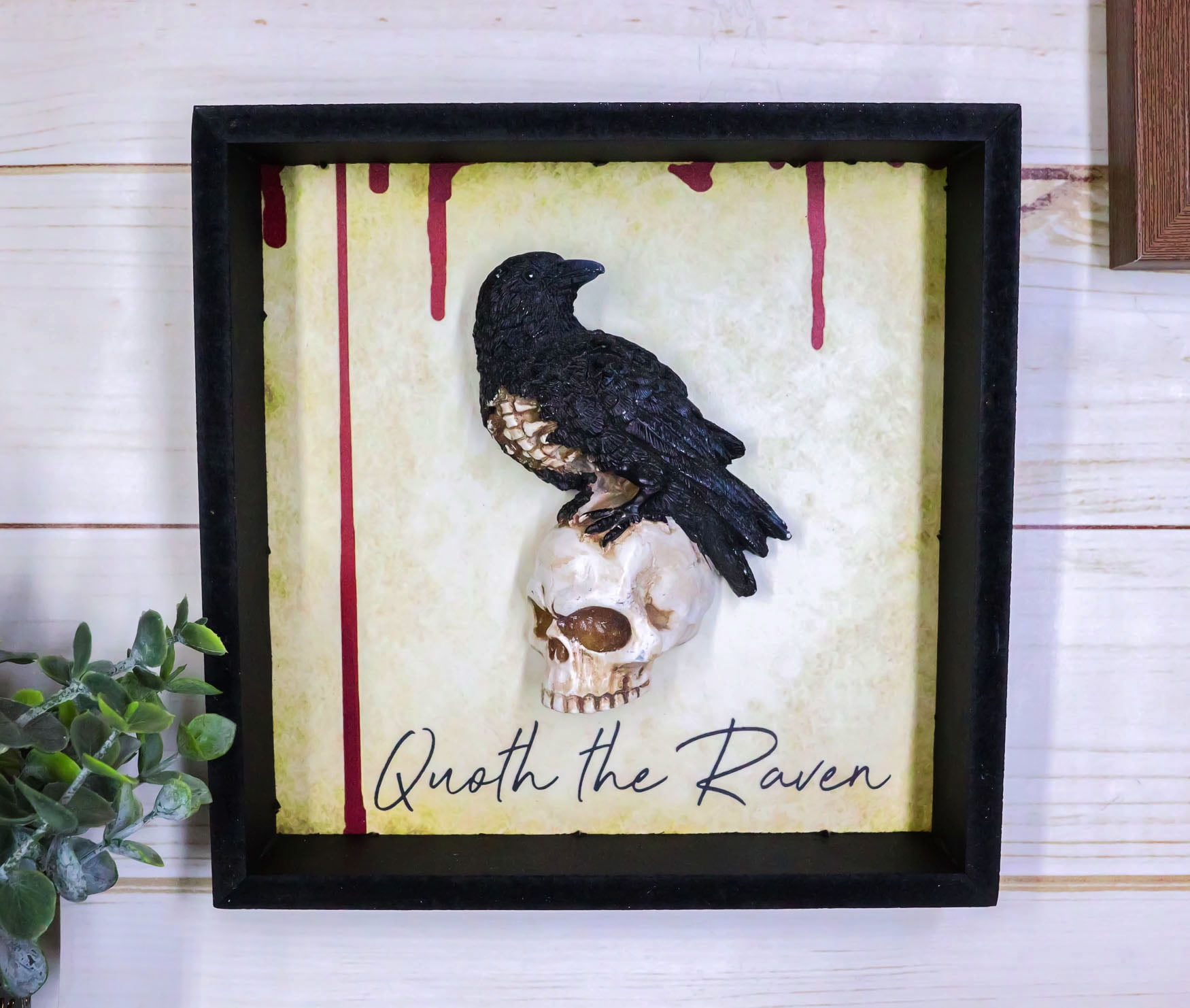 Quoth The Raven Black Crow On Skull Wall Decor Picture Frame - Walmart.com