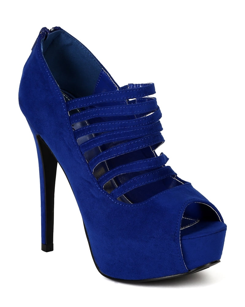 Qupid BD07 Women Suede Peep Toe Strappy Hidden Platform Stiletto Heel ...