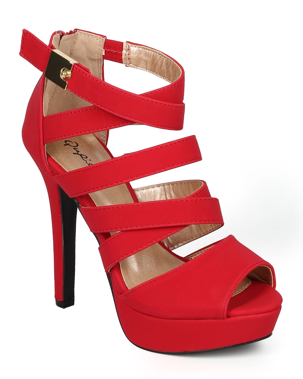 Qupid CG21 Women Nubuck Peep Toe Cross Strappy Platform Stiletto Pump ...