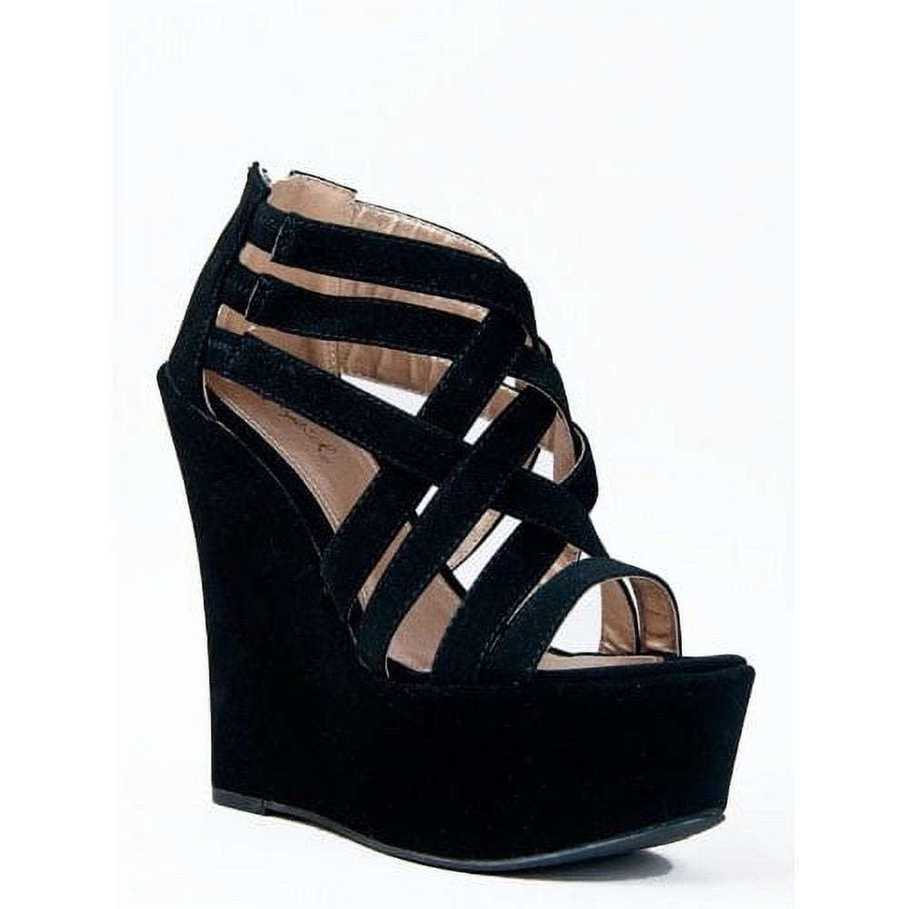 Qupid Kunis 10 High Platform Wedge Heel Strappy Sandal