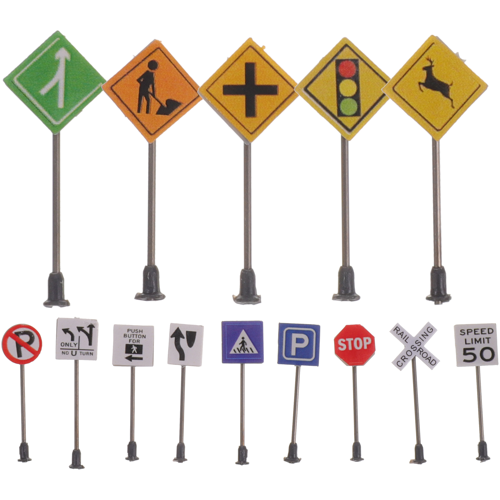 Quqiuxian 14Pcs Plastic Traffic Signs Kids Model Traffic Road Sign ...