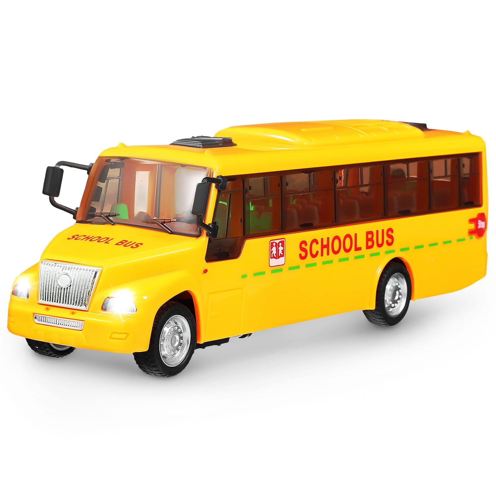Quqiuxian School Bus Toy Vehicle Model Toy Simulation Bus Model Pull ...