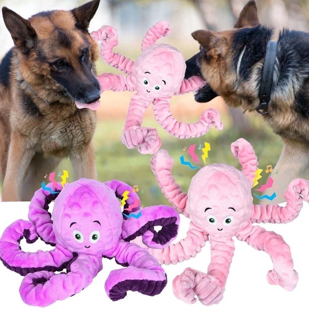 Xekoro 2pcs Squeaky Dog Toys for Aggressive Chewers, Octopus-Tug of War ...