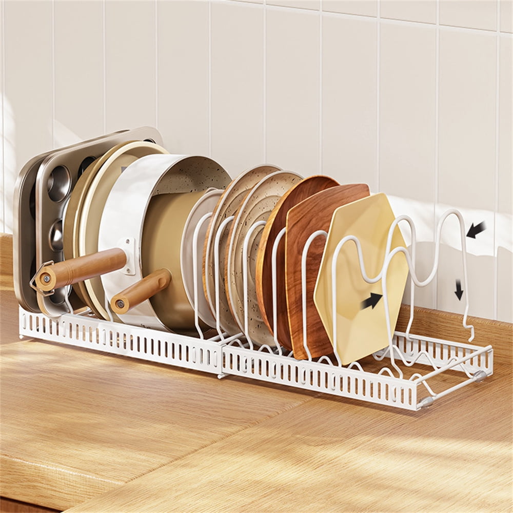 Quroko Expandable Pot Organizer Rack, Pan Holder Rack, Adjustable ...