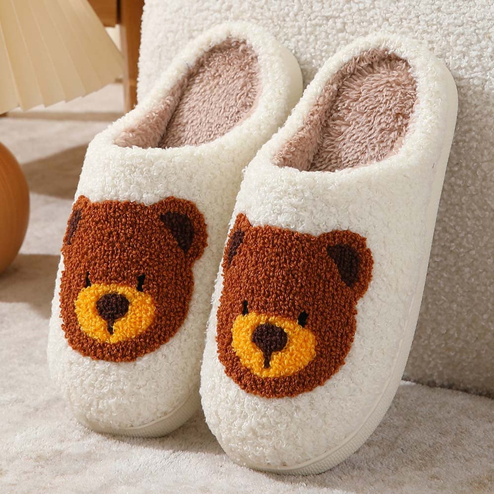 Quroko Winter Cotton Slippers,Cartoon Smiley Face Plush Warm Slippers ...