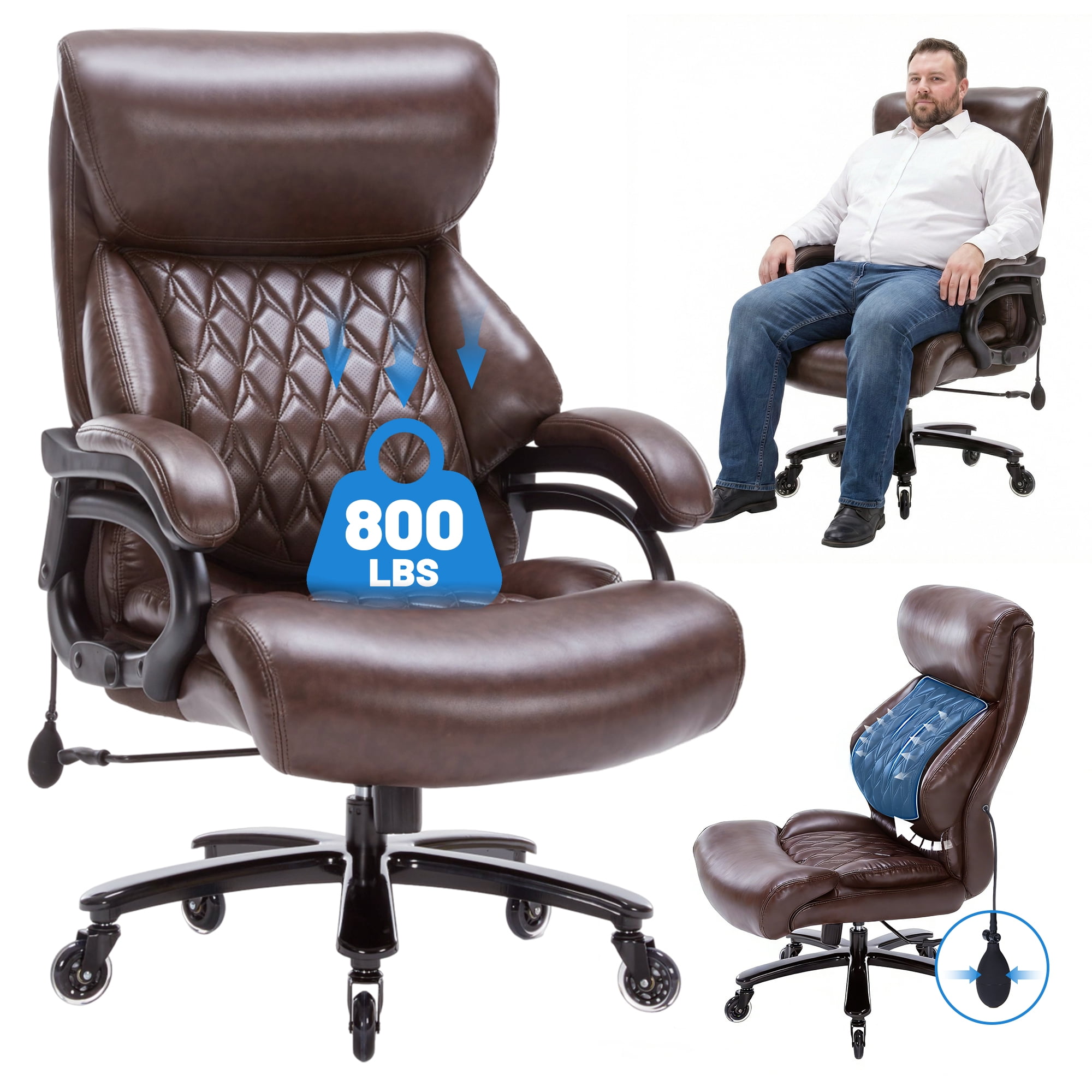 Qusaphy Big and Tall Office Chair, PU Leather Executive Chair, 600 lbs ...