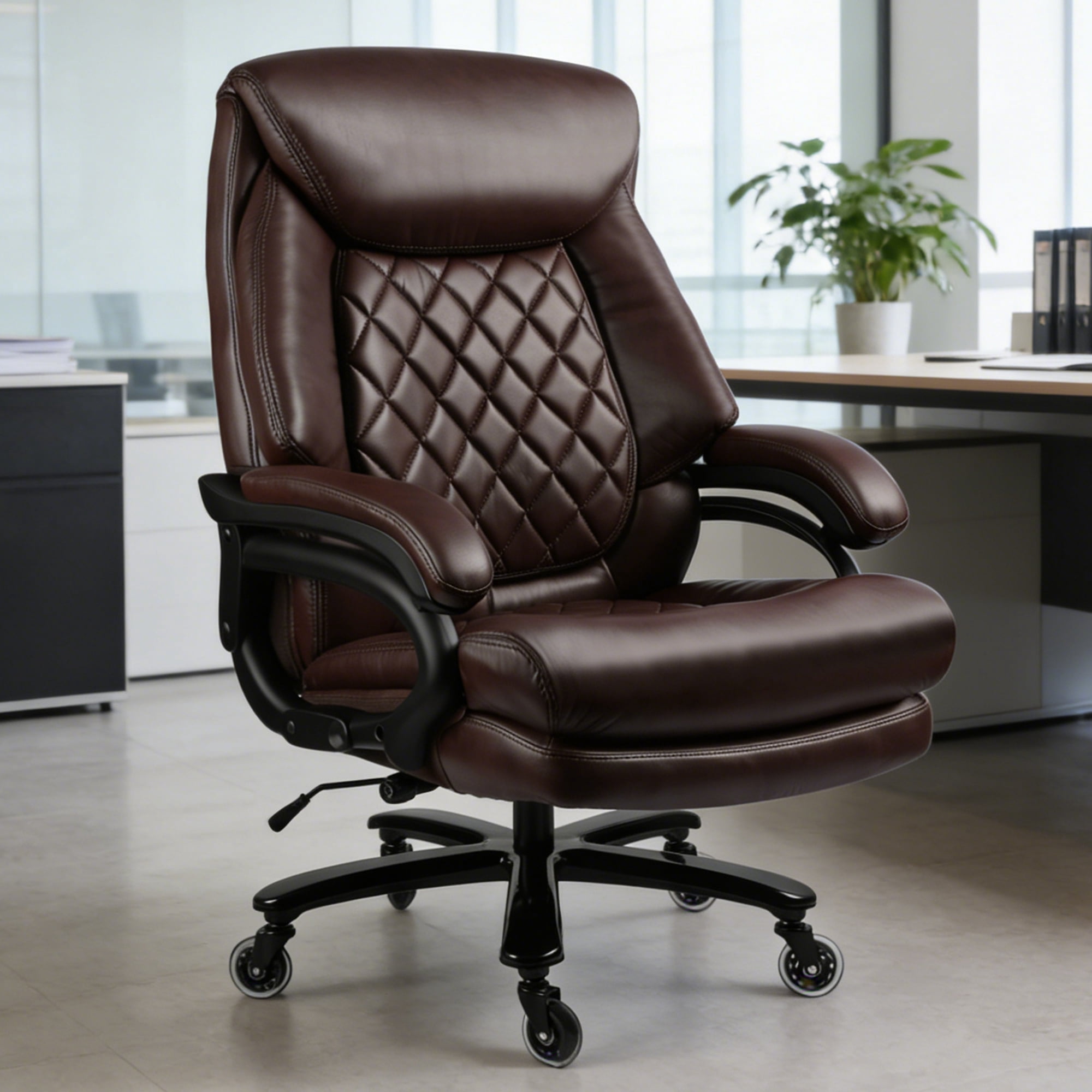 Qusaphy 800LBS Big and Tall Executive Office Chair, PU Leather ...