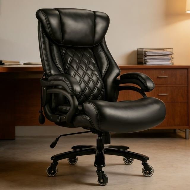Qusaphy 800LBS Big and Tall Executive Office Chair, PU Leather ...