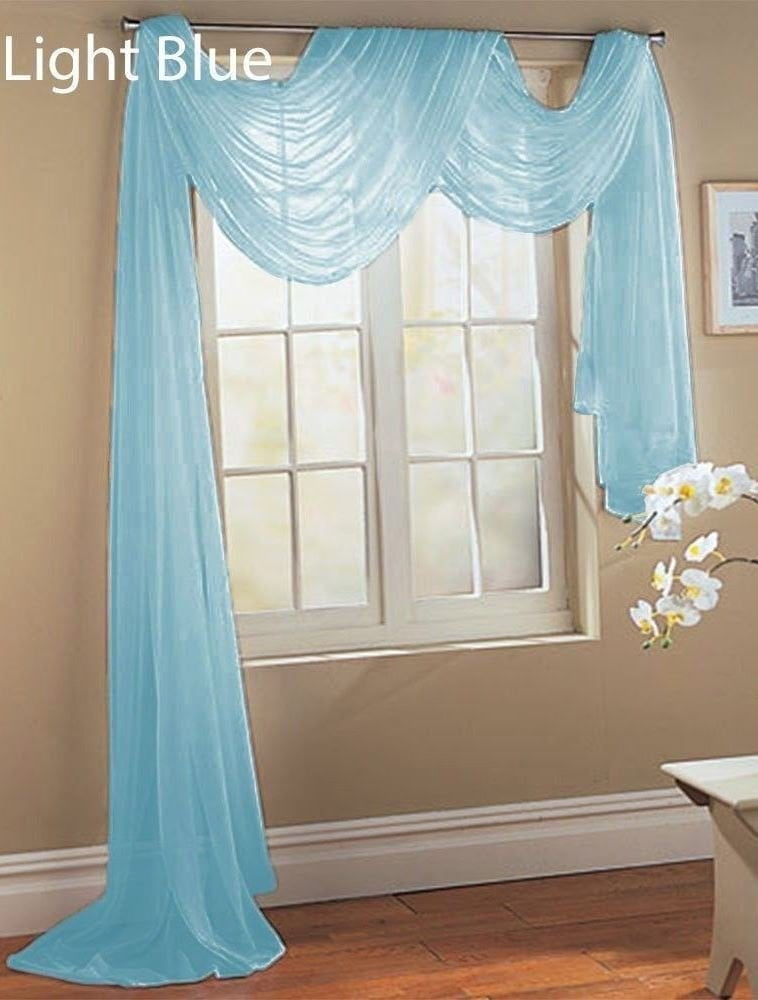 Qutain Linen Long Elegant Solid Sheer Scarf Window Valance Topper 37" x ...