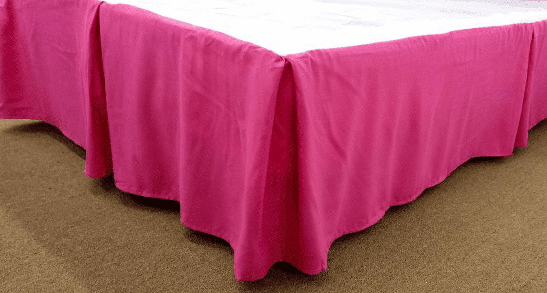 Qutain Linen King Size Bed Skirt - Solid Hot Pink, Tailored Dust Ruffle ...
