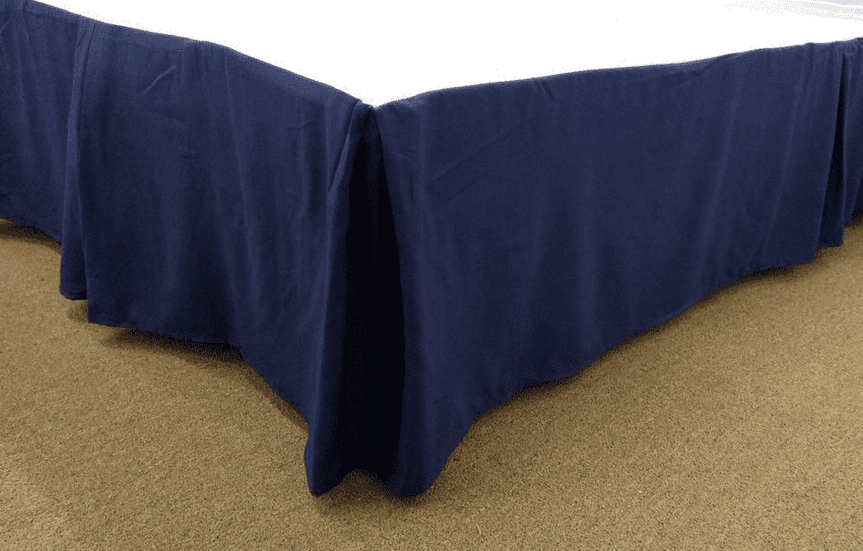 Qutain Linen Solid Navy Blue Bed Skirt Queen Size, Tailored Dust Ruffle ...