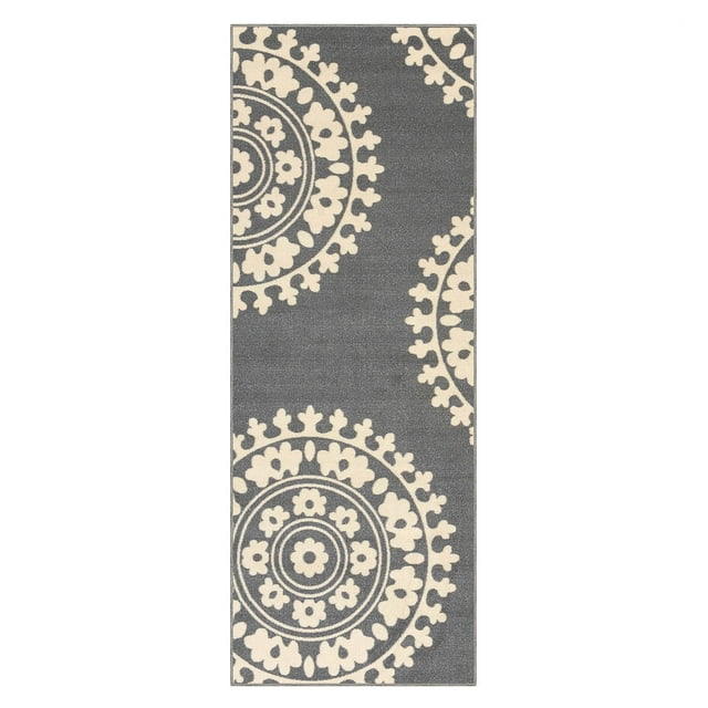 Qute Home Area Rugs 2x6-feet Non-Slip Rubber Backed Runner Rug | Grey ...