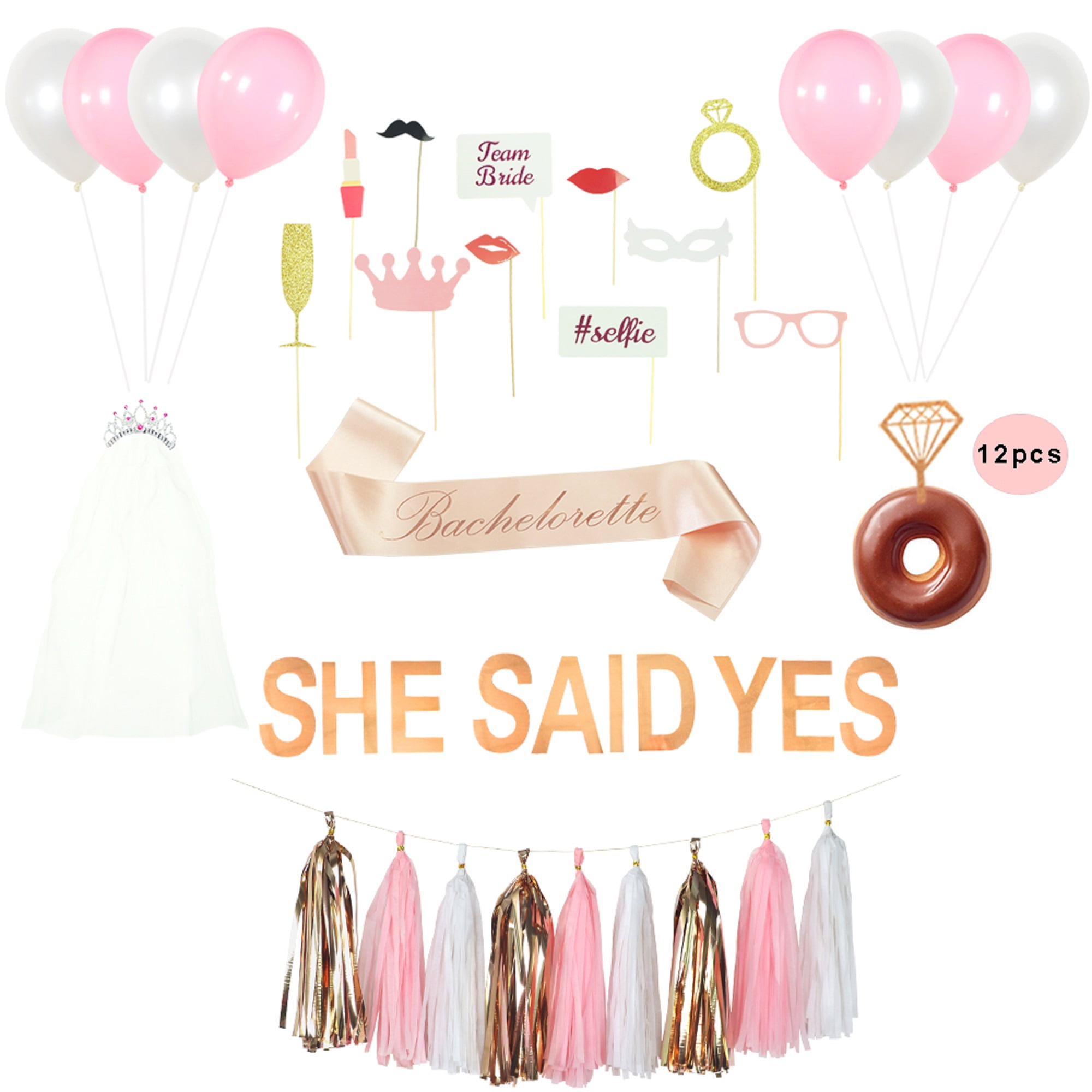 Qutechat Rose Gold Bachelorette Party Decorations Kit - 40pc She Said ...