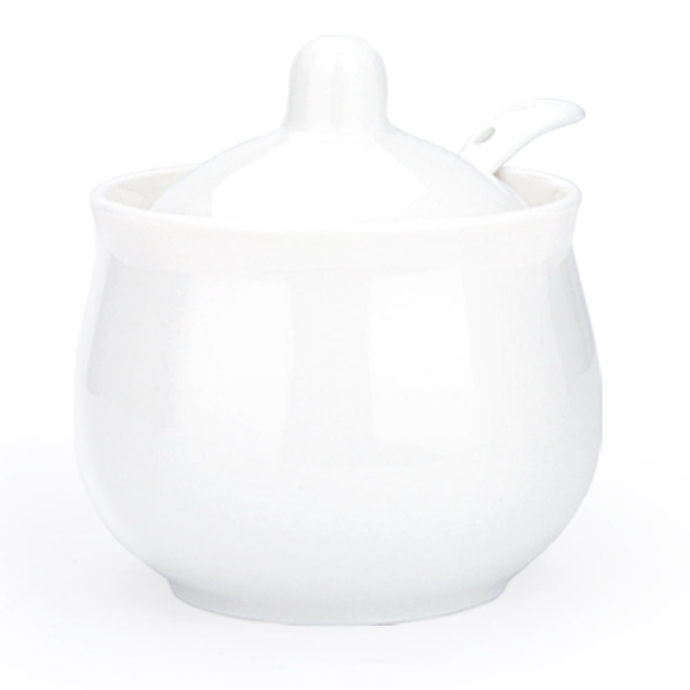 Quyimy Ceramic Sugar Bowl with Lid and Spoon, Porcelain Salt Storage ...