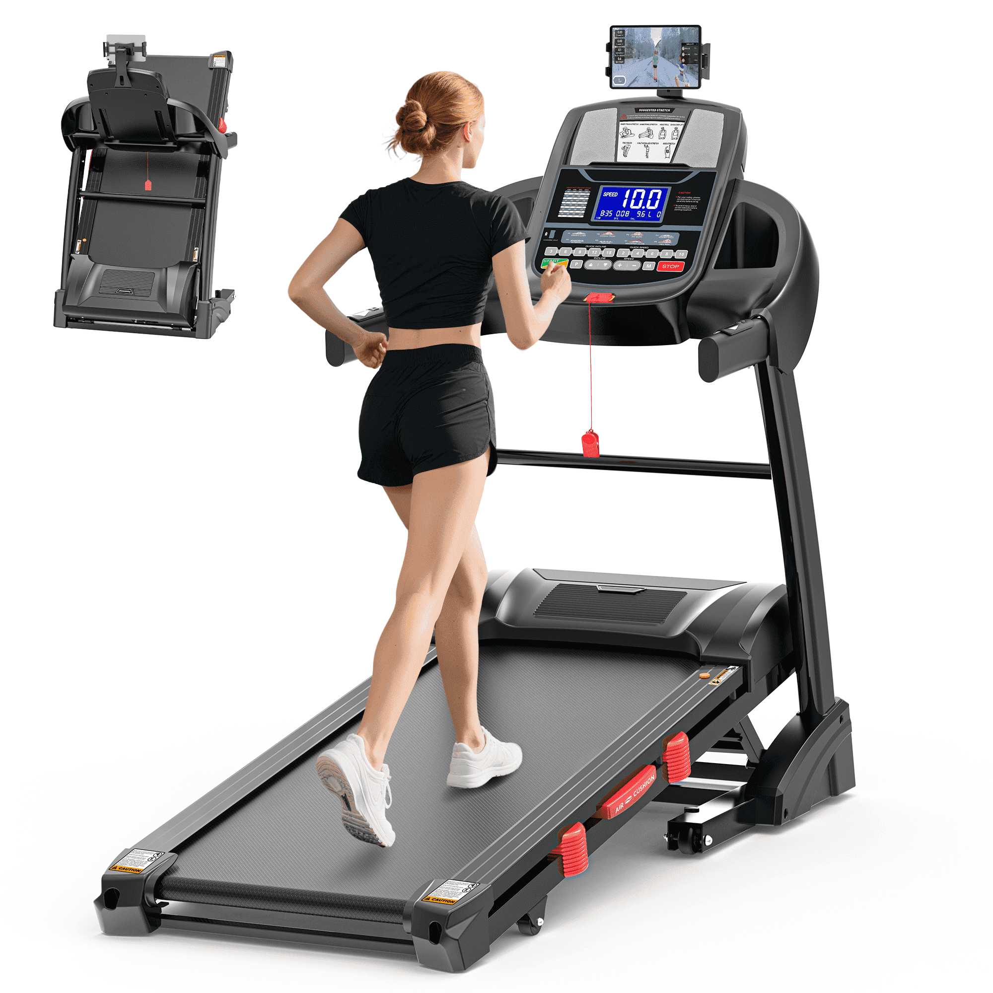 Qvamodo Treadmill 300 lb Capacity, 4.5 HP Folding Treadmill with ...