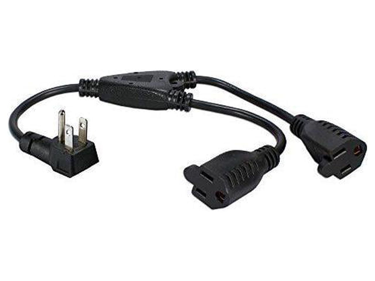 Qvs 2-Pack 12 Inches 90Degree Flat-Plug Outletsaver Ac Power Splitter ...