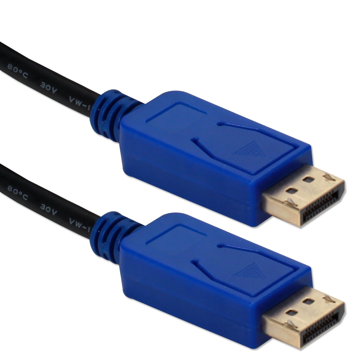 Qvs 6Ft Displayport Ultrahd 4K Black Cable With Blue Connectors ...