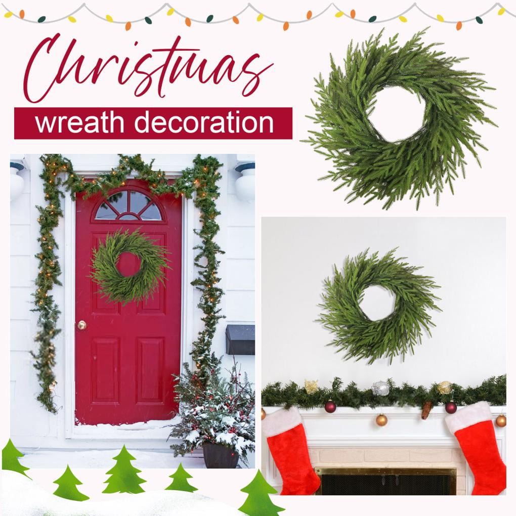 Qwertyu 19.6" Realistic Norfolk Pine Wreath for Front Door Artificial ...
