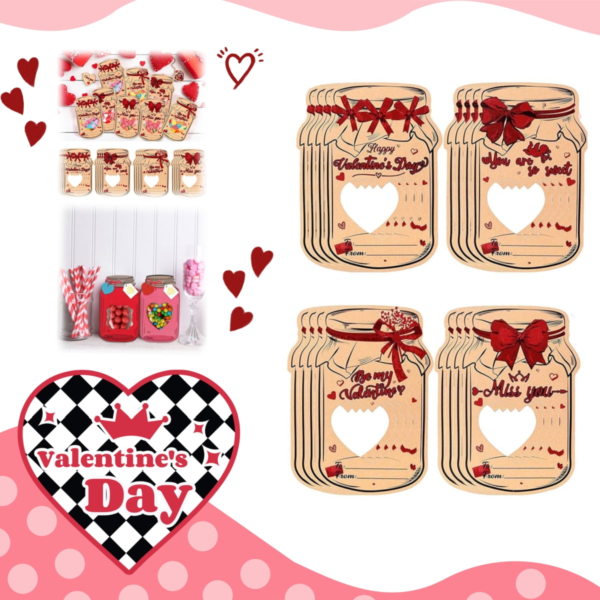 Qwertyu 24Pcs Valentine's Day Candy Cards With Drifting Bottle Shaped ...