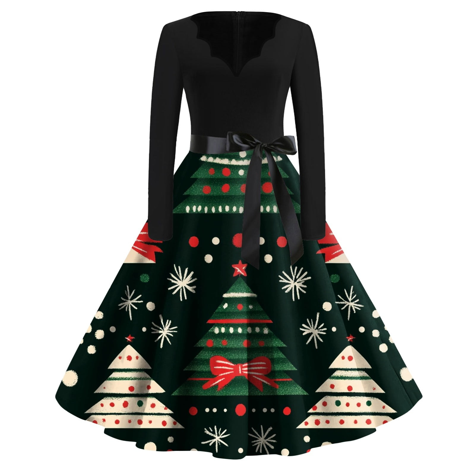 Qwertyu Christmas Dresses 2024 Womens Christmas Tree Graphic Vintage ...