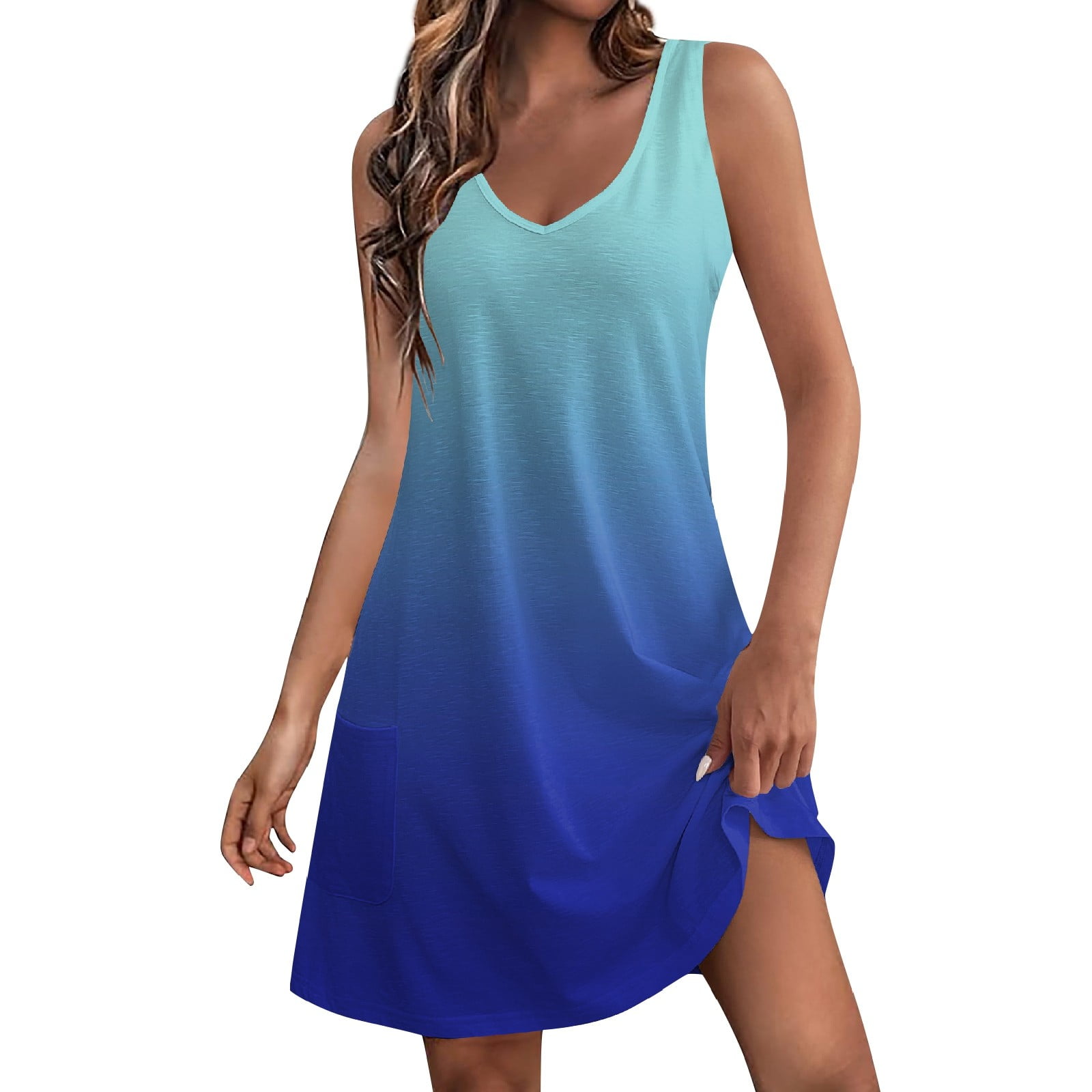 Qwertyu Hawaiian Dresses for Women Sleeveless Tie Dye Print Summer ...