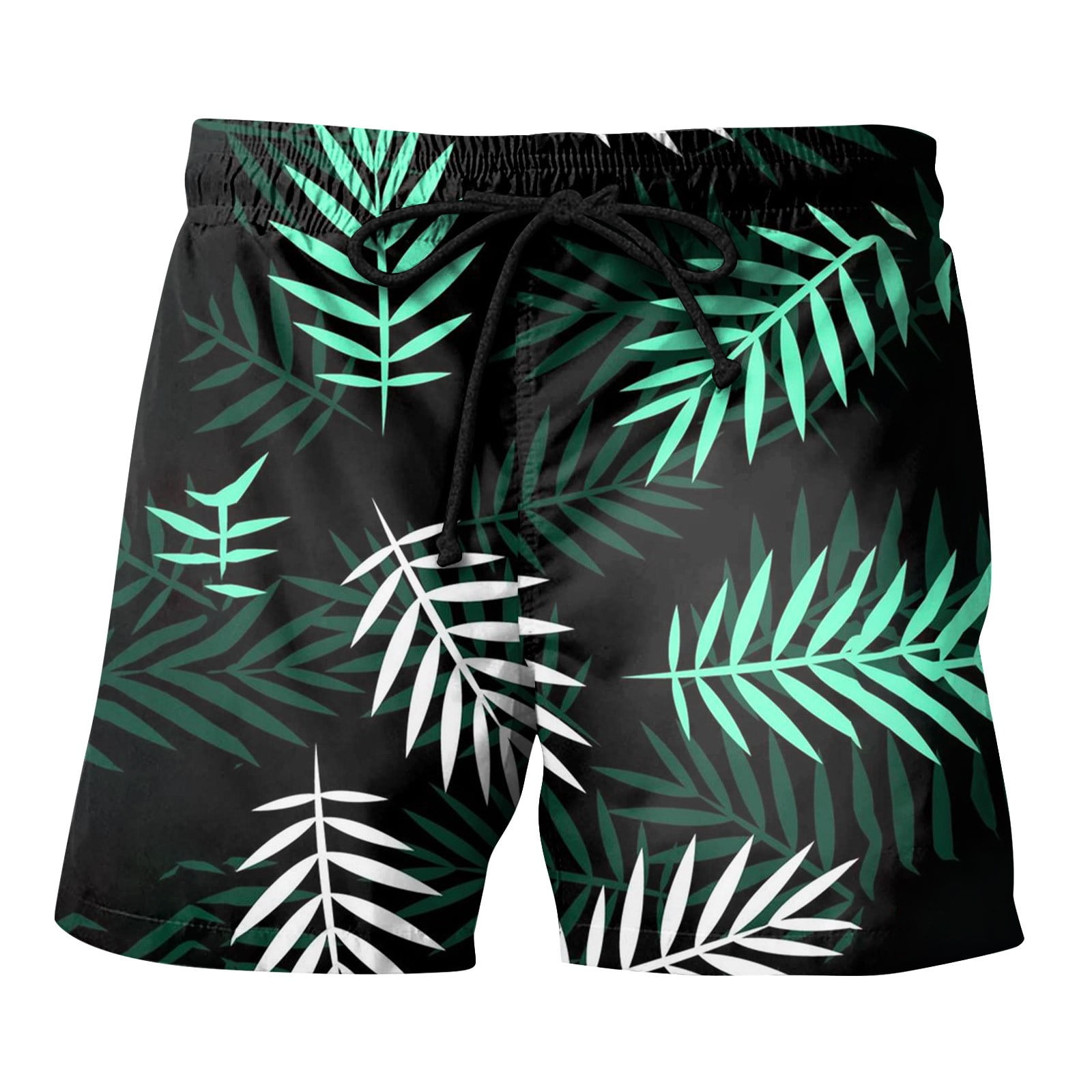 Qwertyu Mens Hawaiian Swim Trunks Palm Tree Tropical Print Summer
