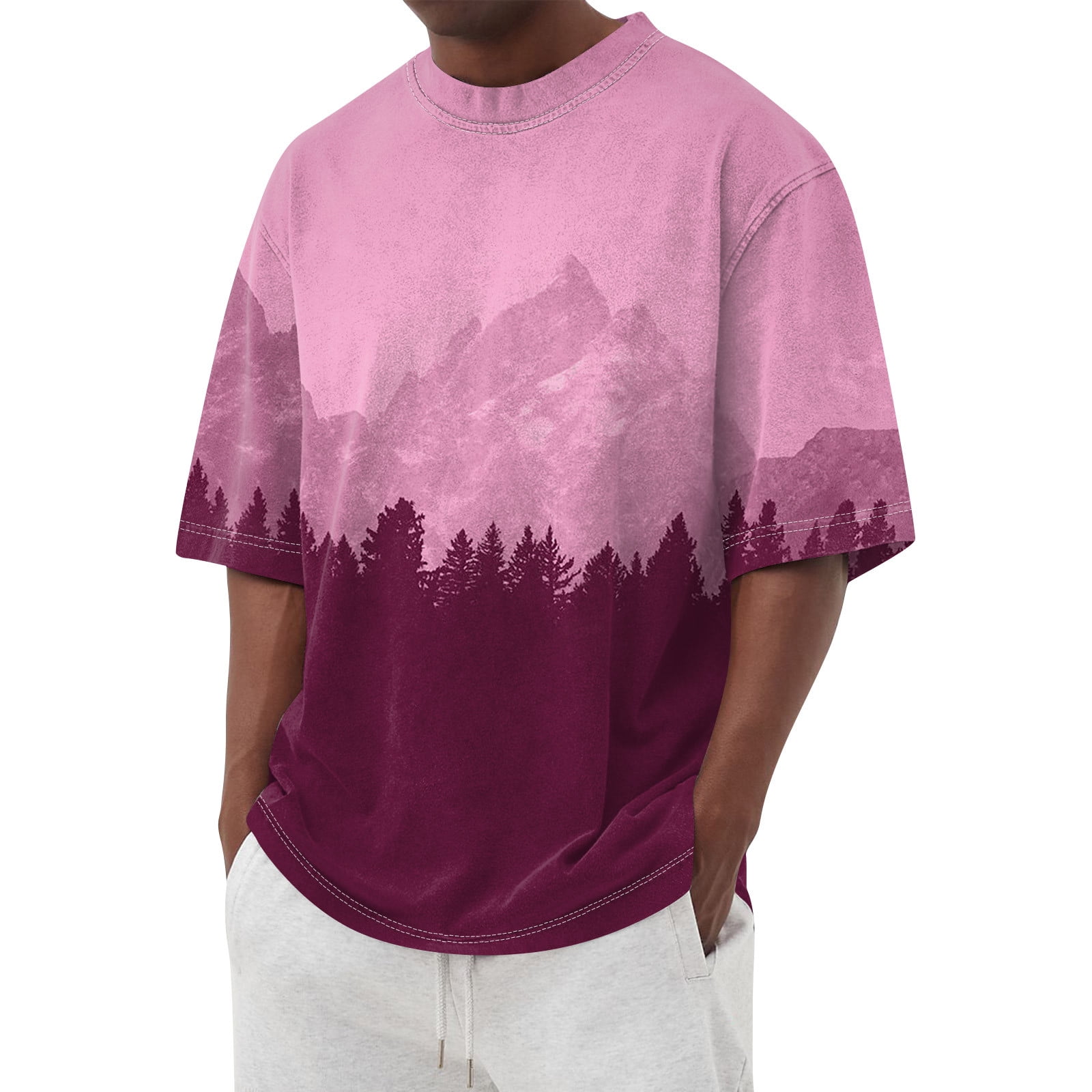 Qwertyu Oversized Tshirts for Men Short Sleeve Crew Neck Summer Shirts ...