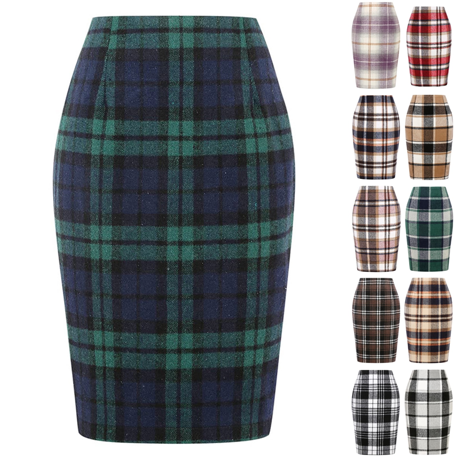 Qwertyu Plaid Skirts for Women Trendy Fall Winter High Waisted Casual ...