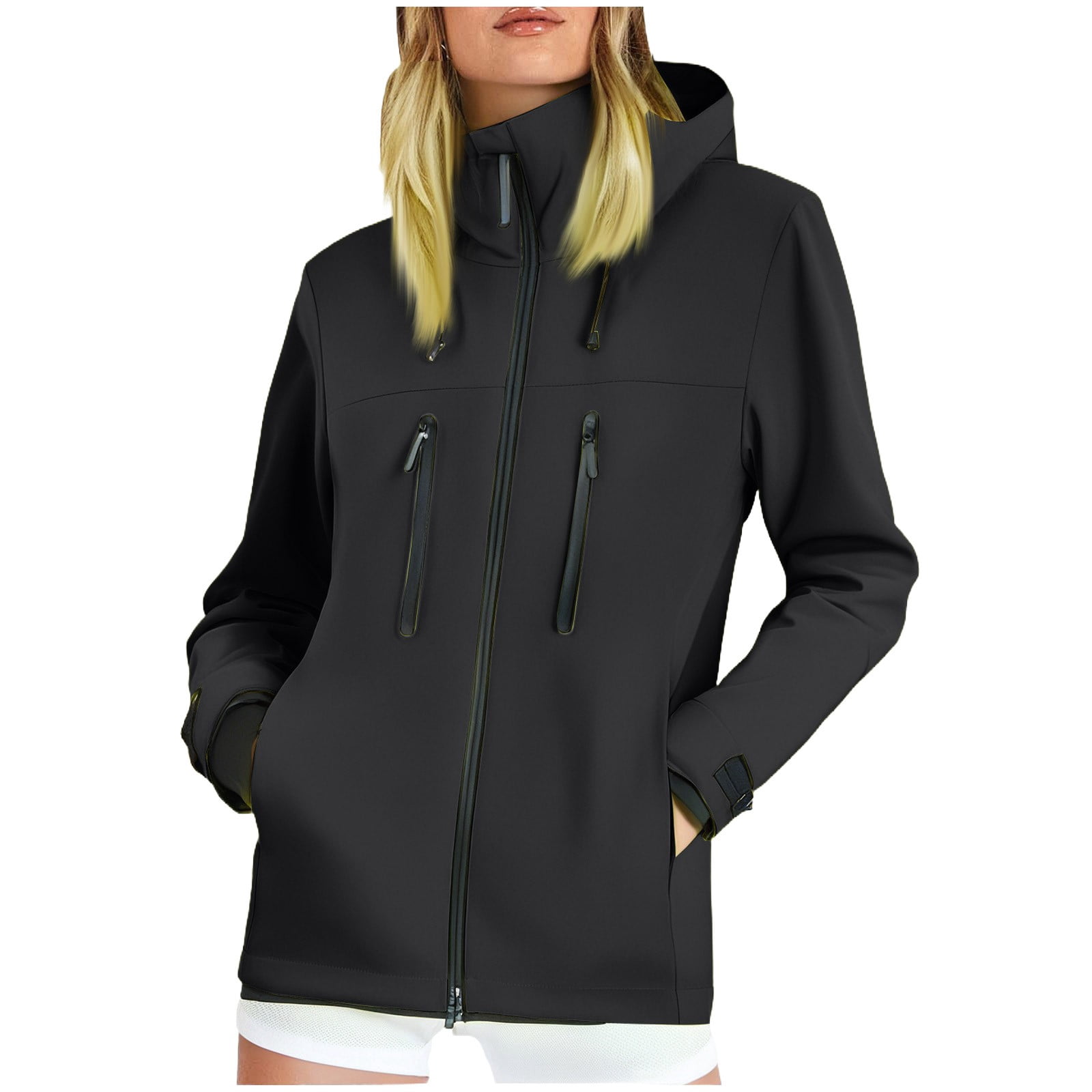 Qwertyu Rain Jacket for Women Loose Fit Waterproof Lightweight Lined ...